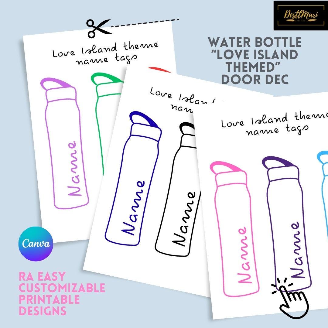 RA Door Dec: Summer Reality Show Themed Water Bottle Name Tags - Etsy
