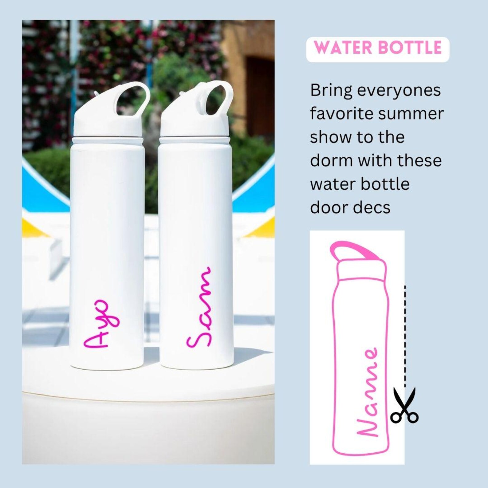 RA Door Dec: Summer Reality Show Themed Water Bottle Name Tags - Etsy