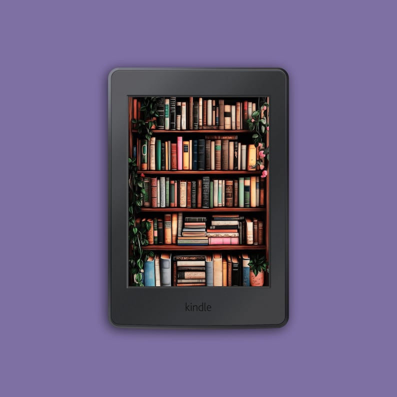 Bookshelf Kindle Wallpaper:library Lockscreen (digital Download) - Etsy