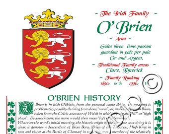 O'brien Irish Family Coat of Arms Necklace - Etsy