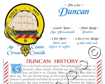 Clan Duncan Scottish History Poster - Etsy