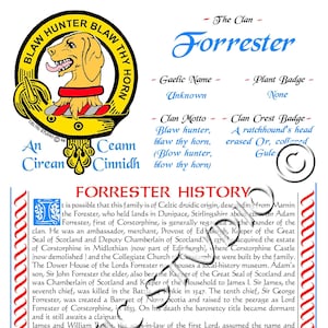Forrester Scottish Clan History - Etsy