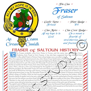 Fraser Saltoun Scottish Clan History - Etsy