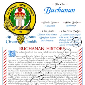 Buchanan Scottish Clan History - Etsy