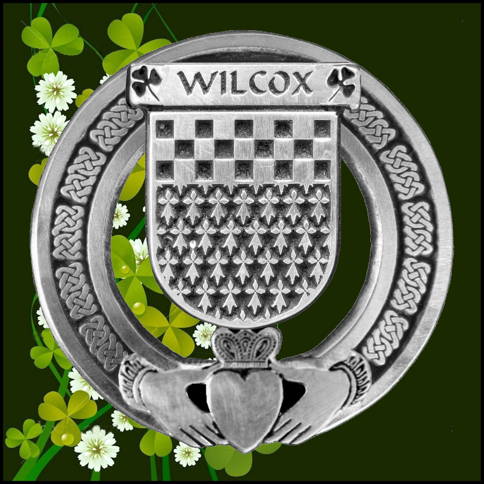 Wilcox Irish Claddagh Coat of Arms Badge - Etsy