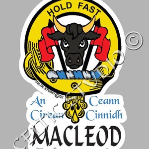 Macleod Clan Crest Decal | Custom Scottish Heritage Car & Laptop ...