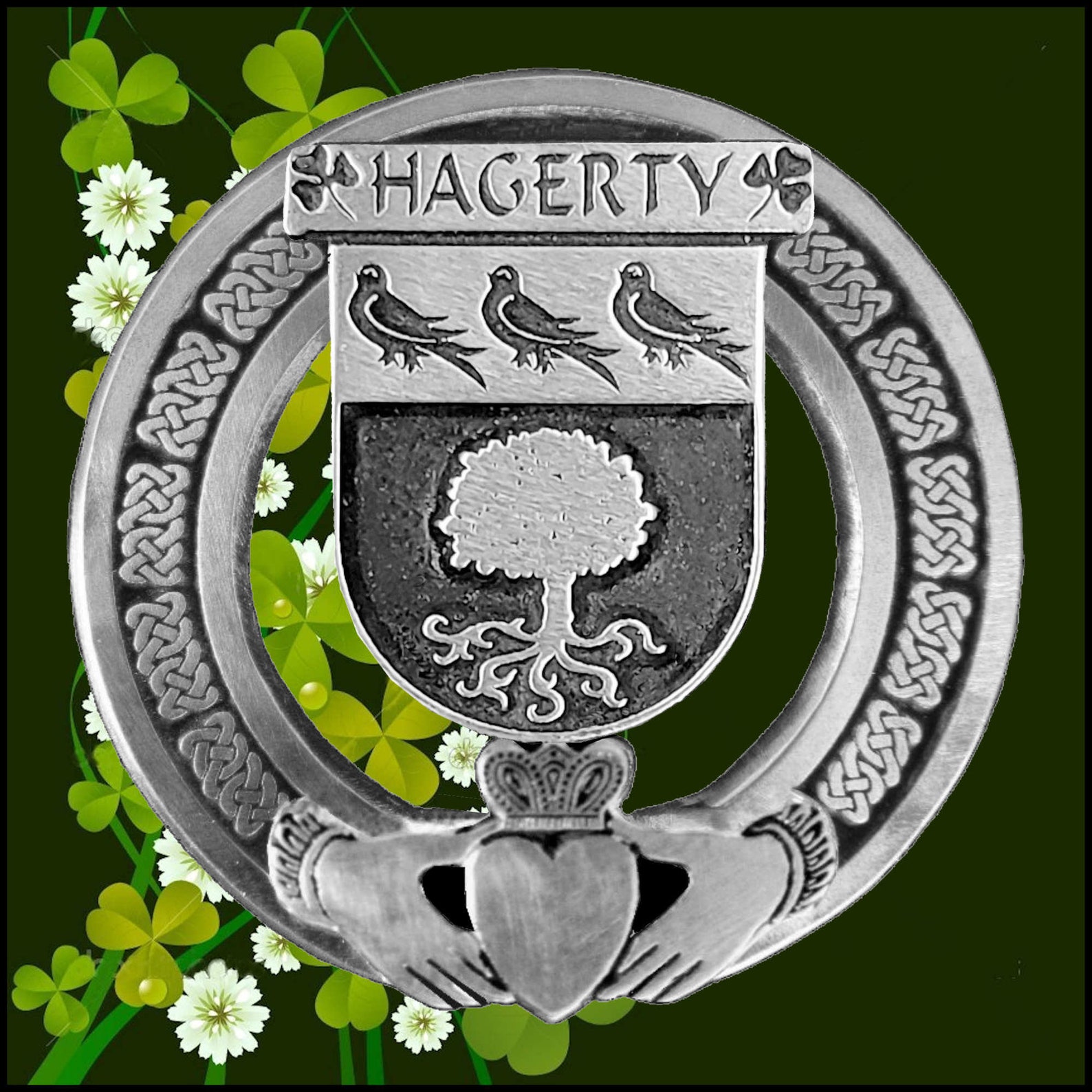 Hagerty Irish Claddagh Coat of Arms Badge - Etsy