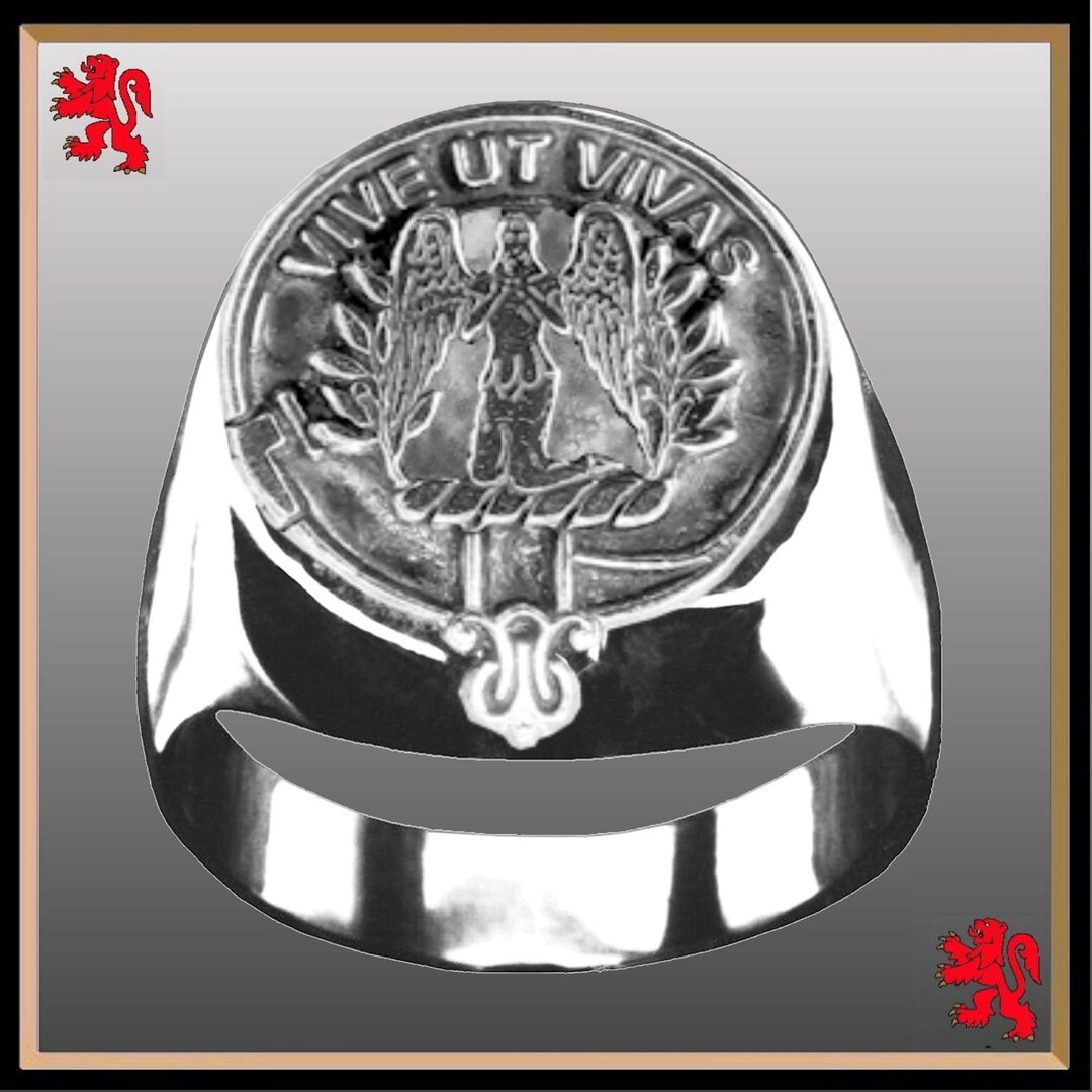 Falconer Scottish Clan Crest Ring GC100 ~ Sterling Silver and Karat ...