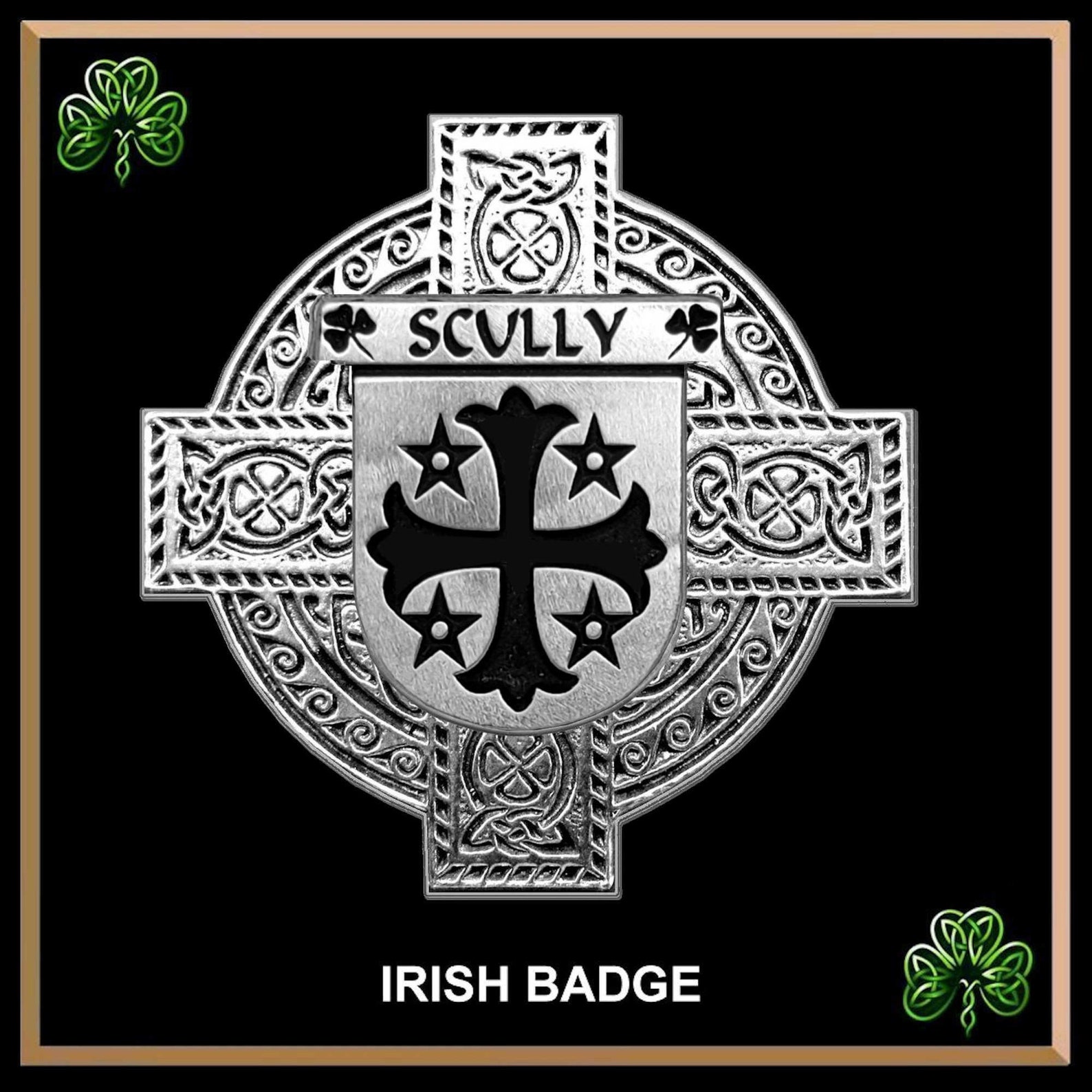 Scully Irish Coat of Arms Celtic Cross Badge - Etsy