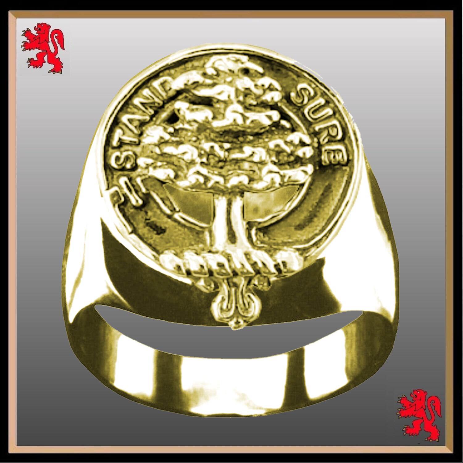 Wishart Scottish Clan Crest Ring GC100 ~ Sterling Silver and Karat Gold ...