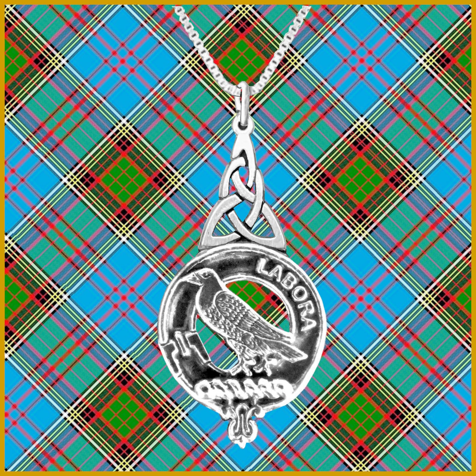 MacKie Clan Crest Interlace Drop Pendant | Etsy