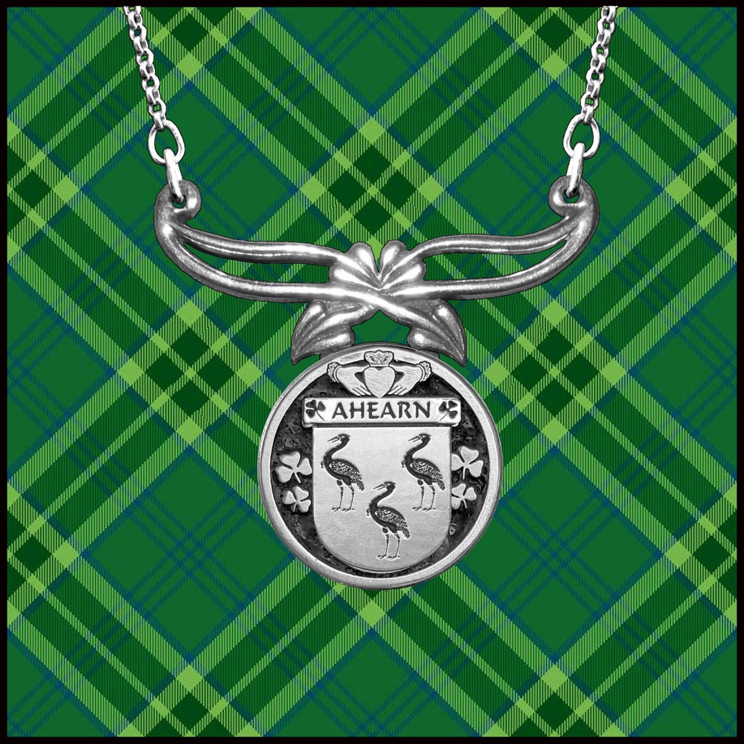 Ahearn Irish Coat of Arms Art Nouveau Drop Pendant - Etsy