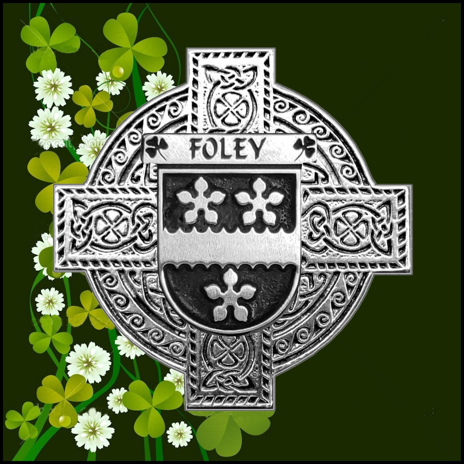 Foley Irish Coat of Arms Celtic Cross Badge - Etsy UK