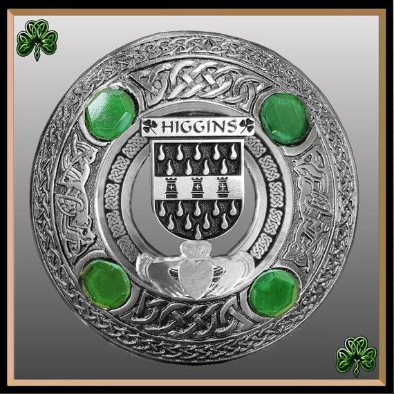 Higgins Irish Claddagh Coat of Arms Plaid Brooch Emerald | Etsy