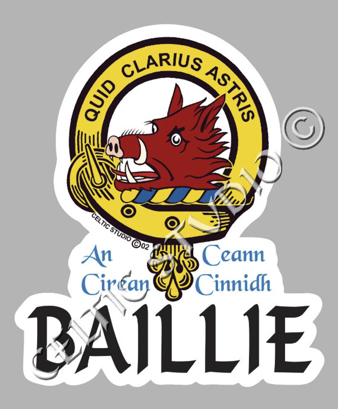 Baillie Clan Crest Decal | Custom Scottish Heritage Car & Laptop ...