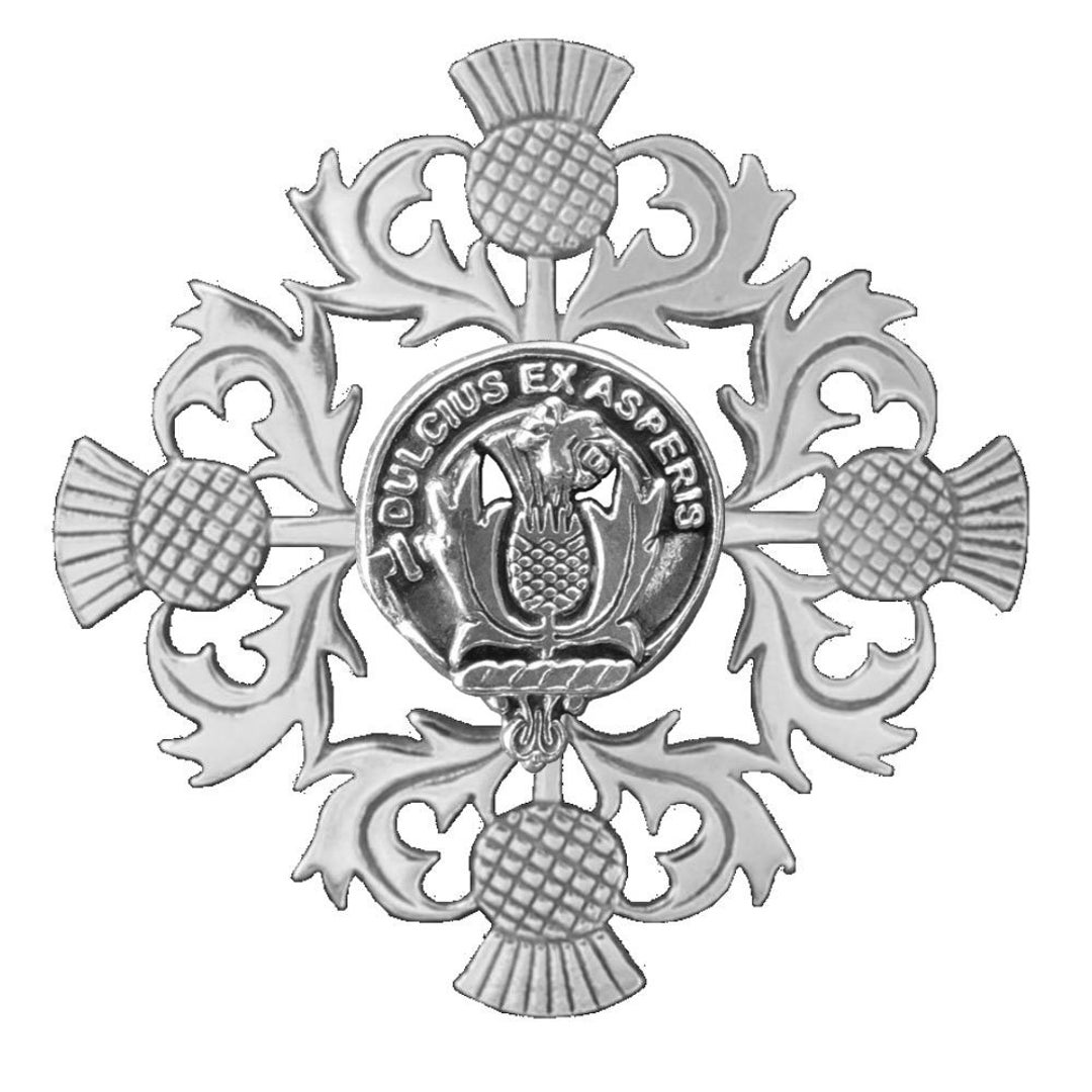Ferguson Clan Crest Scottish Four Thistle Brooch - Etsy