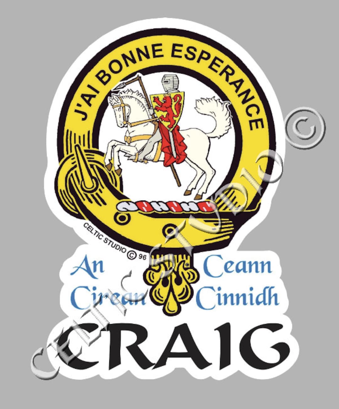 Craig Clan Crest Decal | Custom Scottish Heritage Car & Laptop Stickers ...