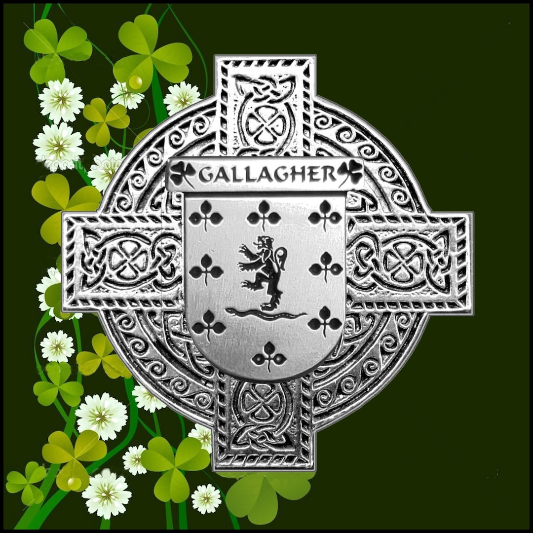 Gallagher Irish Coat of Arms Celtic Cross Badge - Etsy