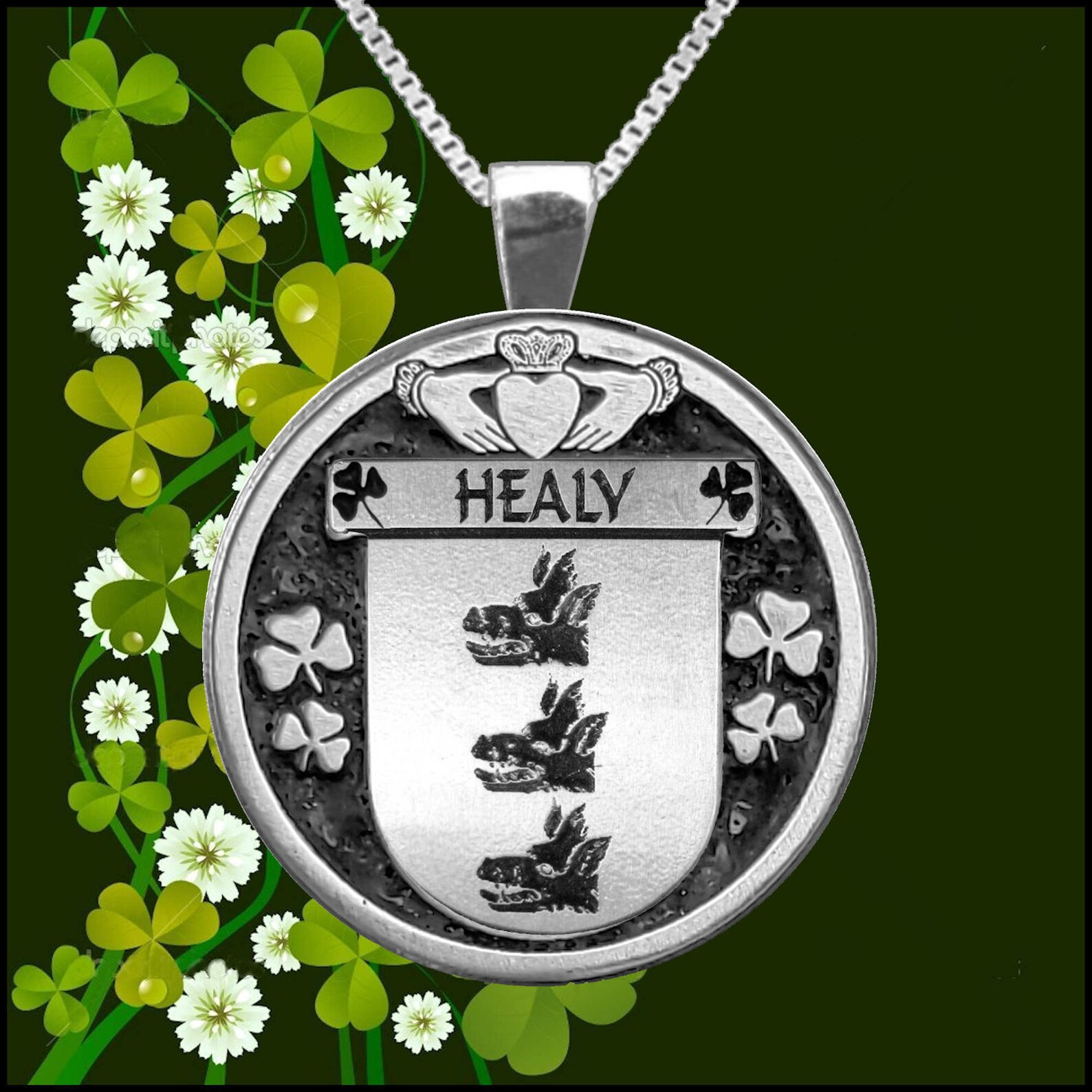 Healy Irish Coat of Arms Disk Pendant, Irish - Etsy