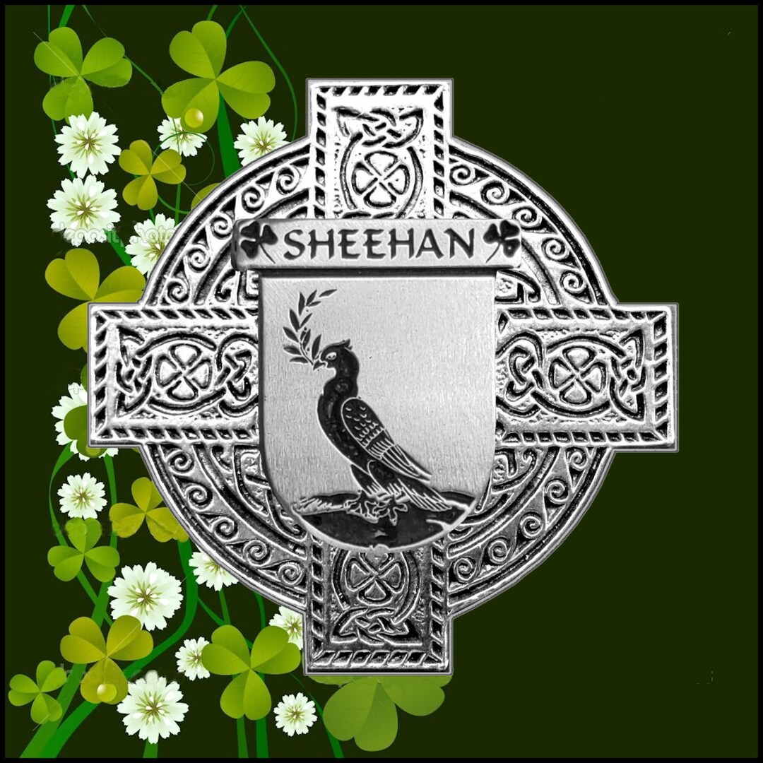 Sheehan Irish Coat of Arms Celtic Cross Badge - Etsy