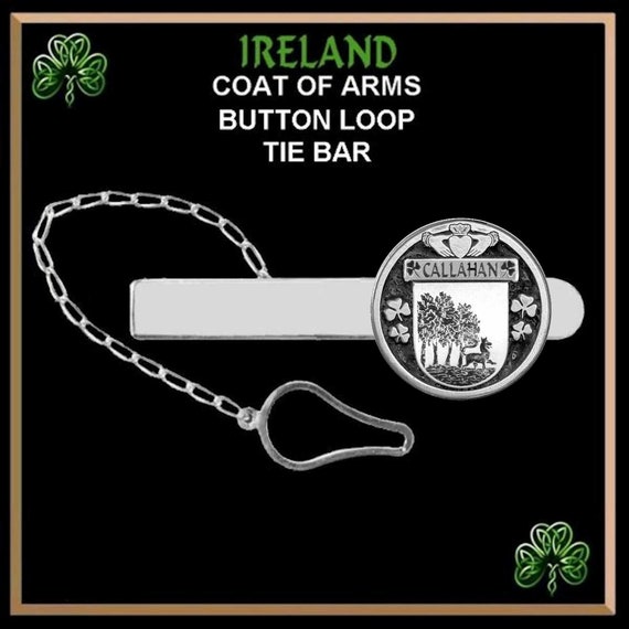 Callahan Irish Coat of Arms Disk Loop Tie Bar Sterling | Etsy
