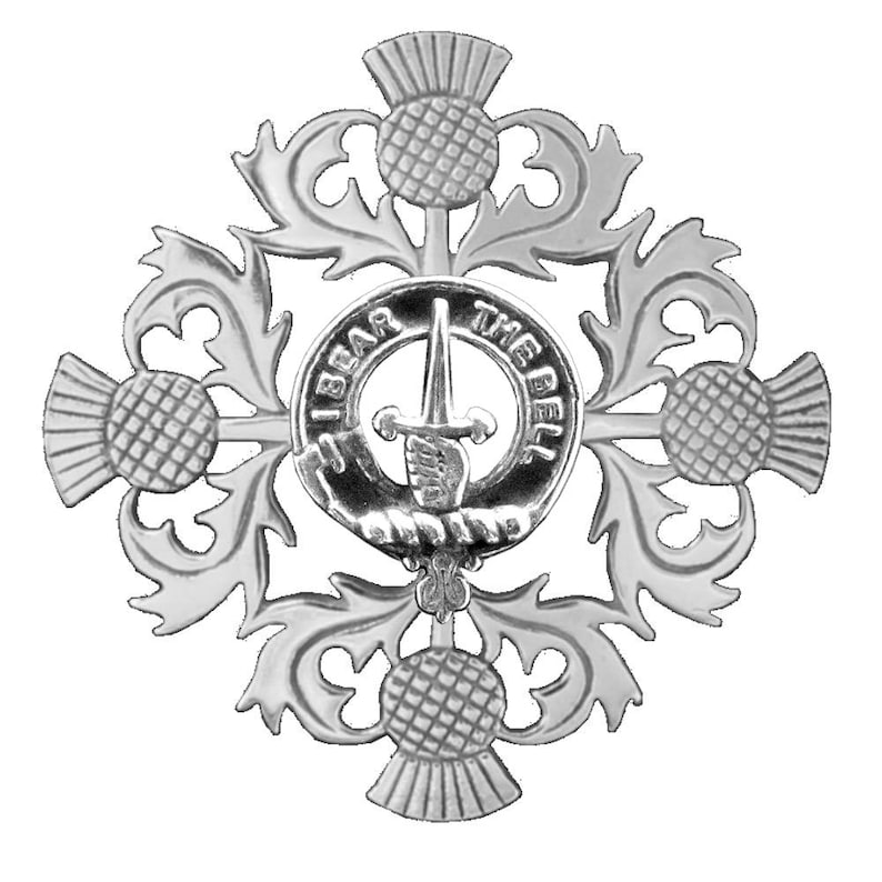 Bell Clan Crest Scottish Four Thistle Brooch - Etsy
