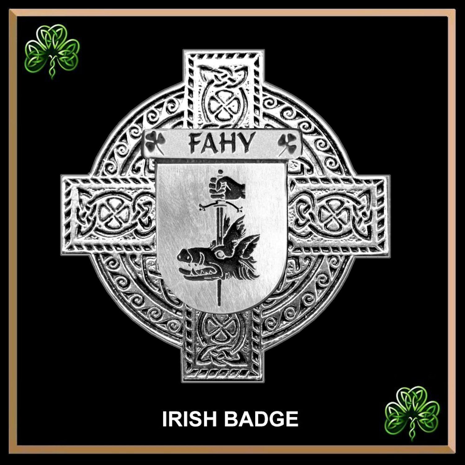 Fahy Irish Coat of Arms Celtic Cross Badge - Etsy UK