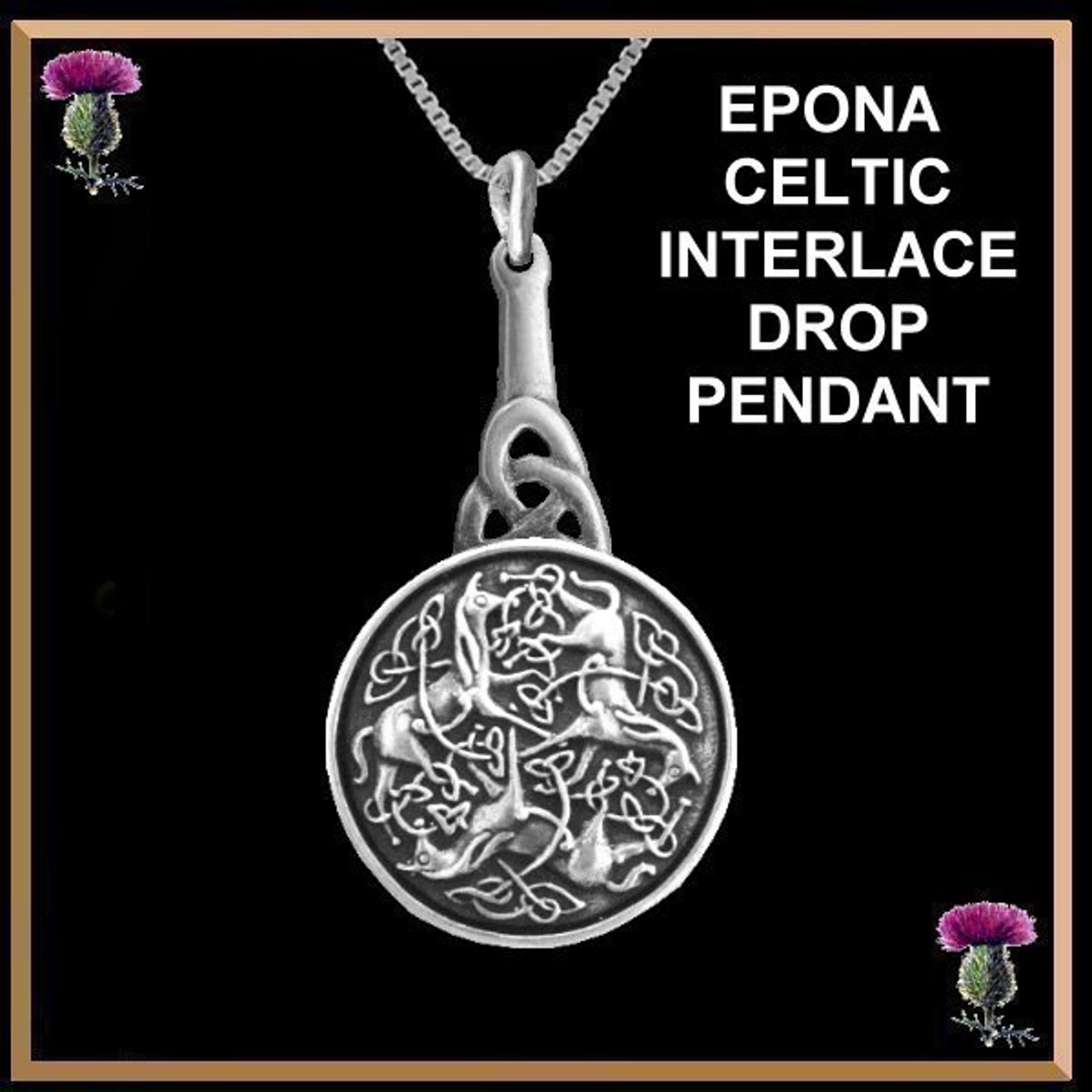 Celtic Epona Horse Drop Pendant Zoomorphic Interlace | Etsy