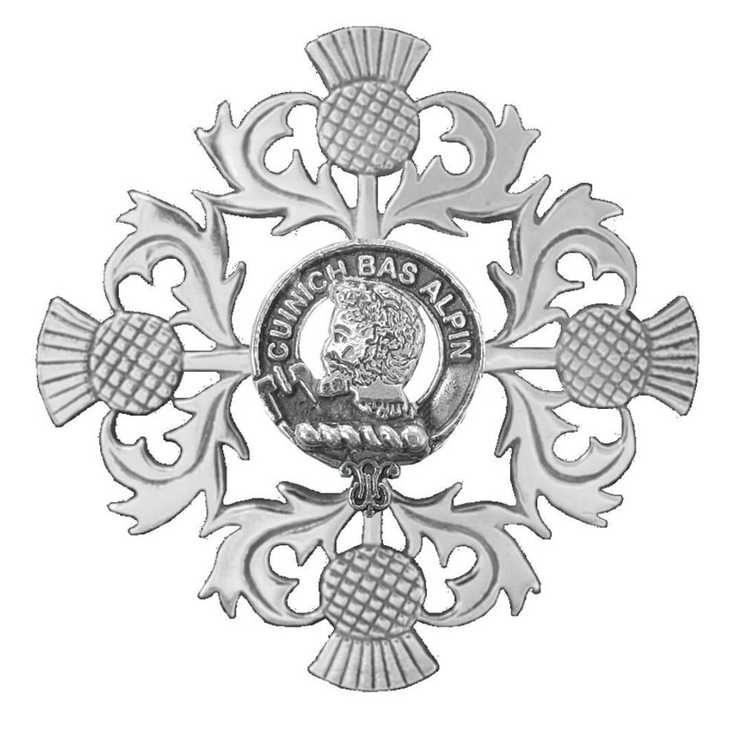Macalpine Clan Crest Scottish Four Thistle Brooch - Etsy