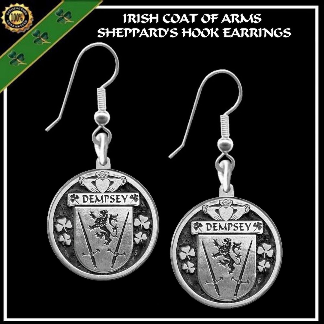 Dempsey Irish Disk Coat of Arms Earrings - Etsy