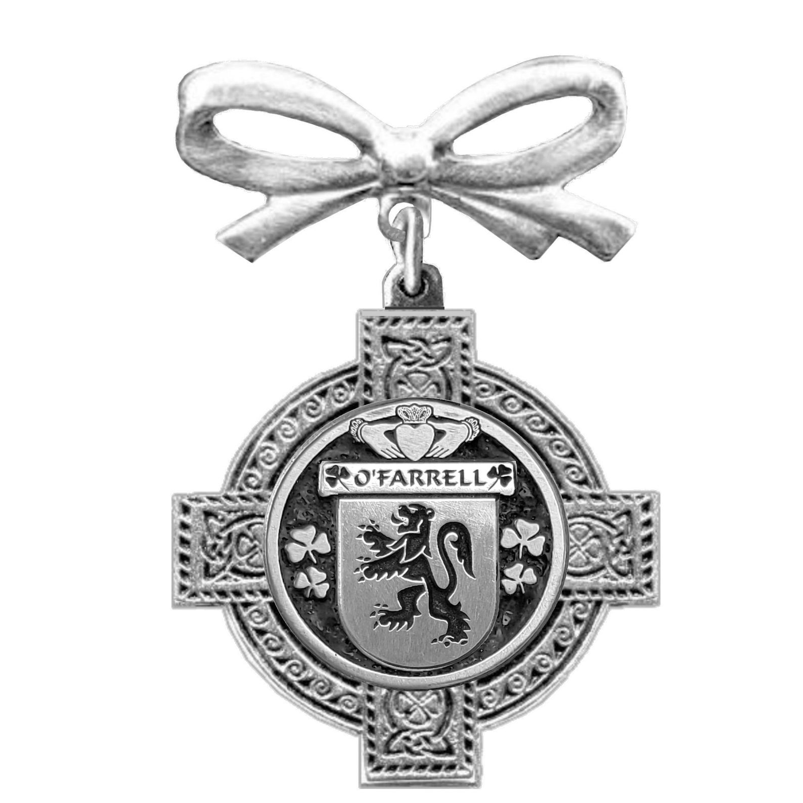 O'farrell Irish Coat of Arms Celtic Cross Bow Brooch - Etsy