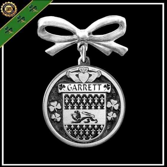 Garrett Irish Coat of Arms Disk Bow Brooch - Etsy
