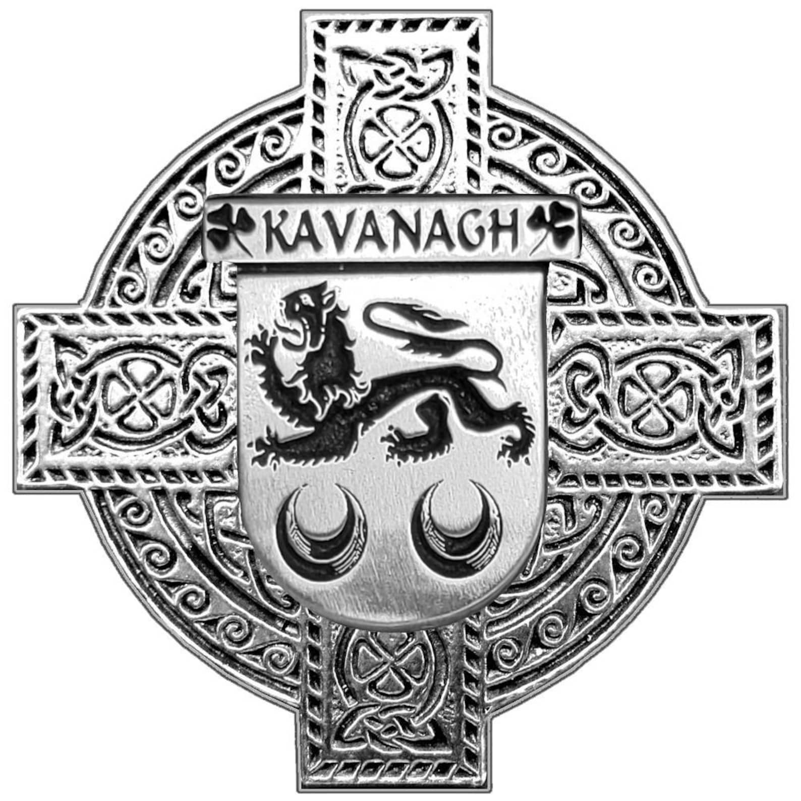 Kavanagh Irish Coat of Arms Celtic Cross Badge - Etsy