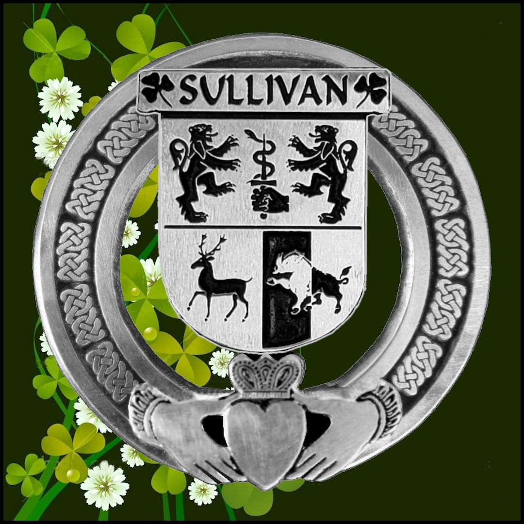 Sullivan Irish Claddagh Coat of Arms Badge - Etsy