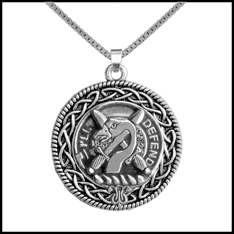 Lennox Clan Crest Celtic Interlace Disk Pendant, Scottish Family Crest ...