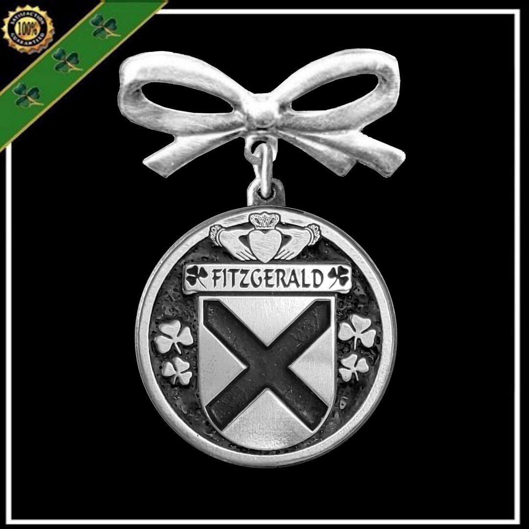 Fitzgerald Irish Coat of Arms Disk Bow Brooch - Etsy