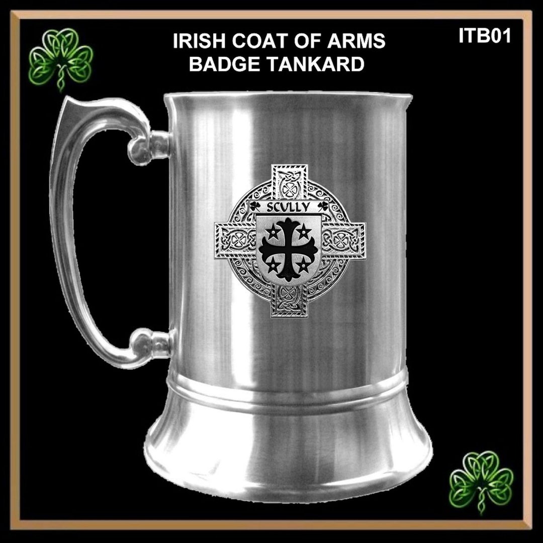 Scully Irish Coat of Arms Badge Stainless Steel Tankard - Etsy UK