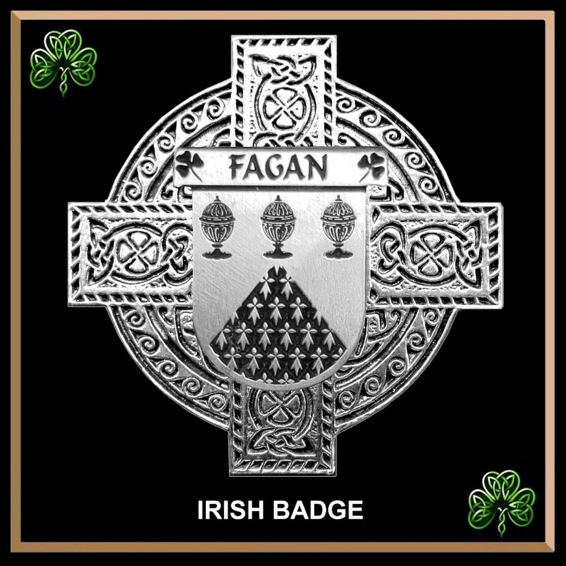 Fagan Irish Coat of Arms Celtic Cross Badge - Etsy