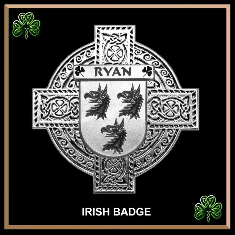 Ryan Irish Coat of Arms Celtic Cross Badge - Etsy