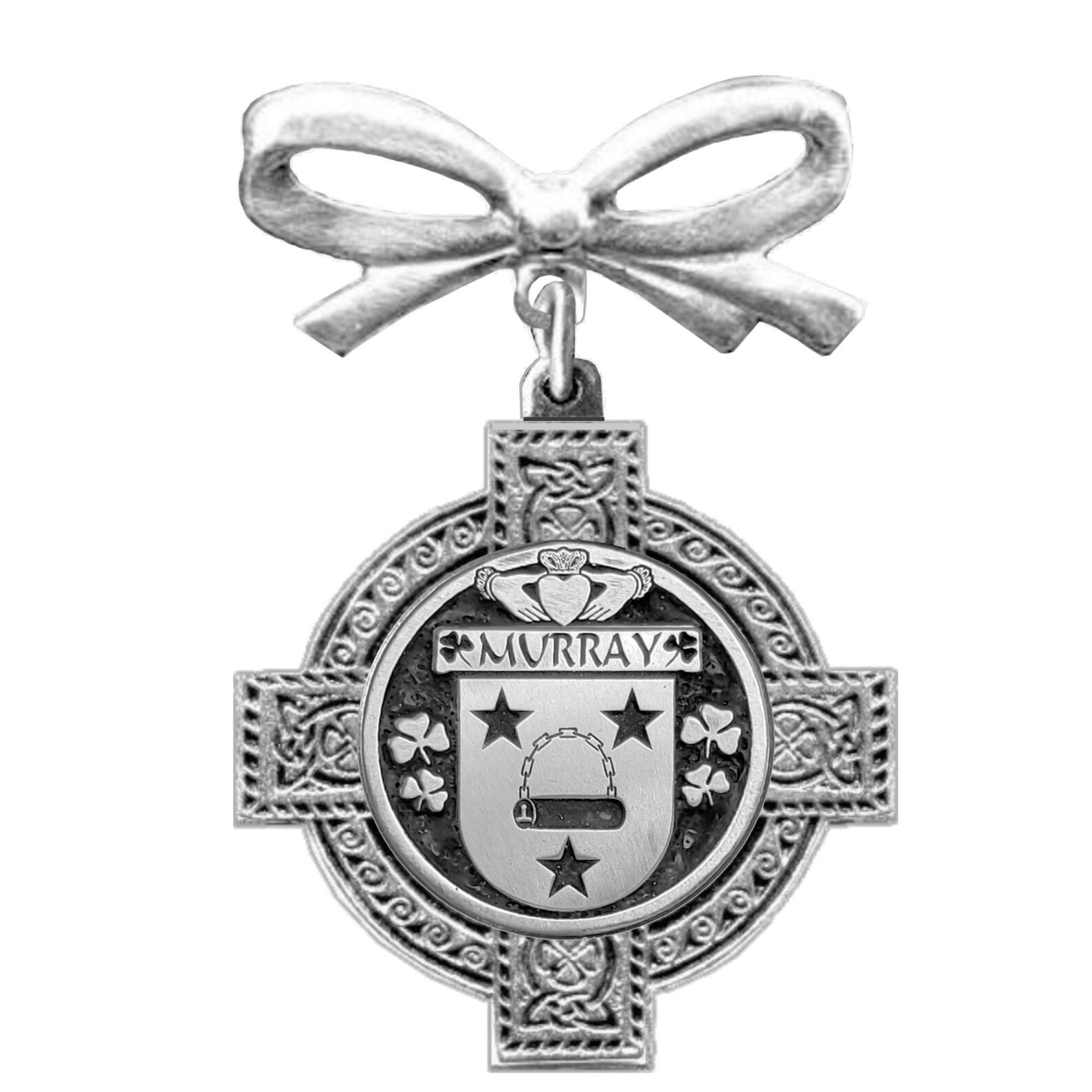Murray 2 Irish Coat of Arms Celtic Cross Bow Brooch - Etsy
