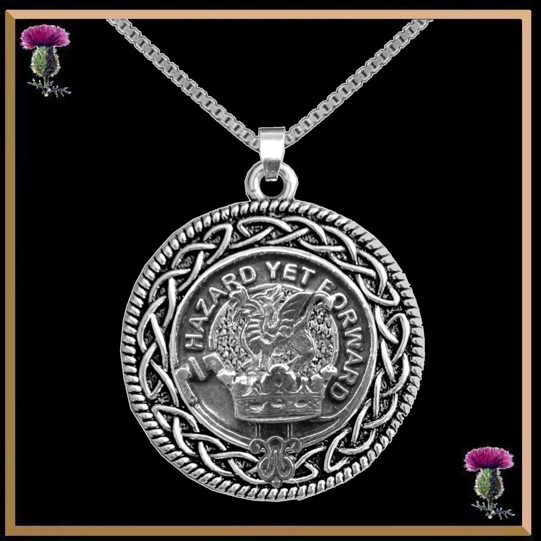 Seton Clan Crest Celtic Interlace Disk Pendant, Scottish Family Crest ...