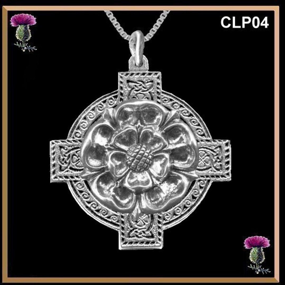 Jacobite White Rose Celtic Cross Pendant or Brooch Scottish - Etsy