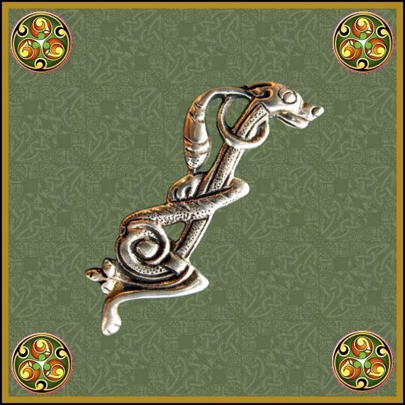 Zoomorphic Celtic Dog Brooch, Celtic Hounds Pin - Etsy