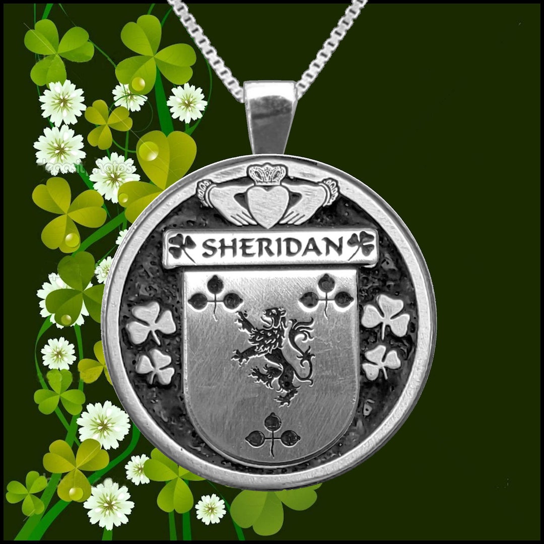Sheridan Irish Coat of Arms Disk Pendant, Irish - Etsy