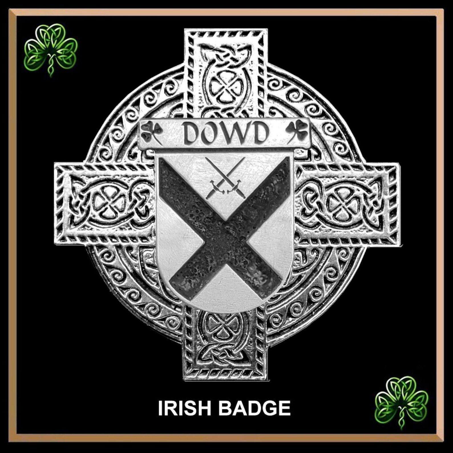 Dowd Irish Coat of Arms Celtic Cross Badge - Etsy