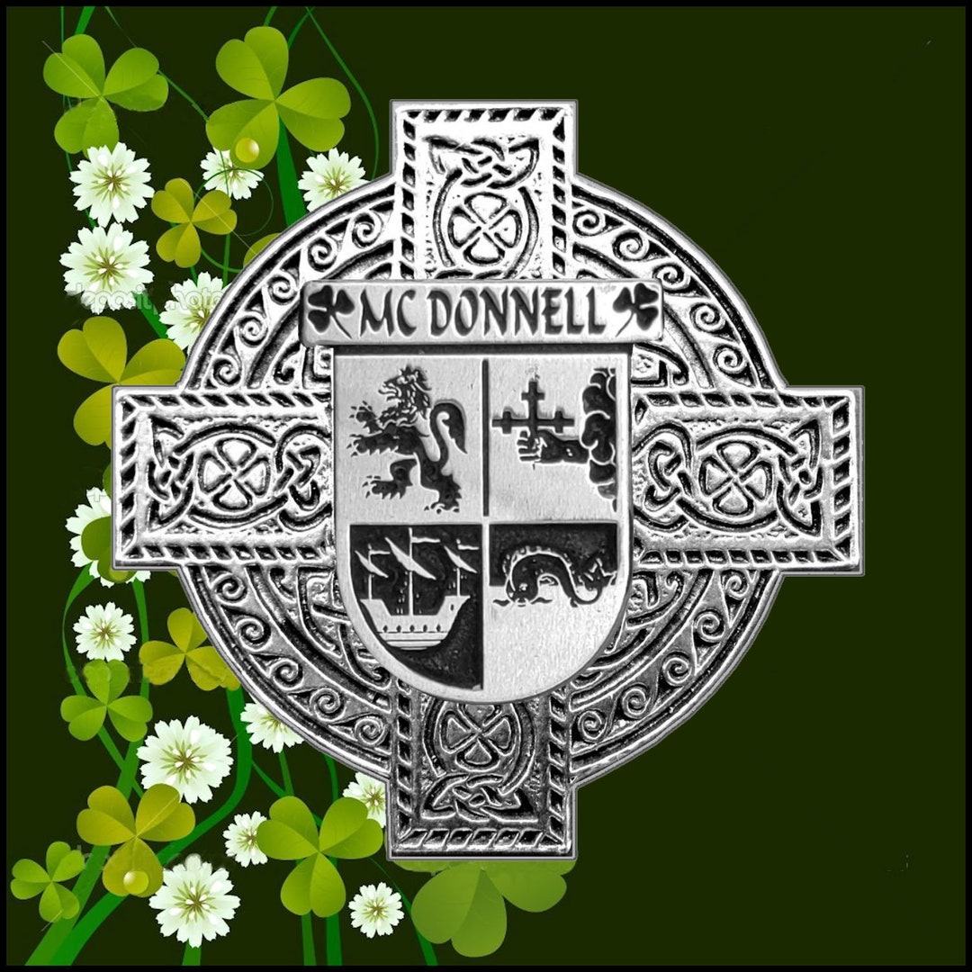Mcdonnell Irish Coat of Arms Celtic Cross Badge - Etsy