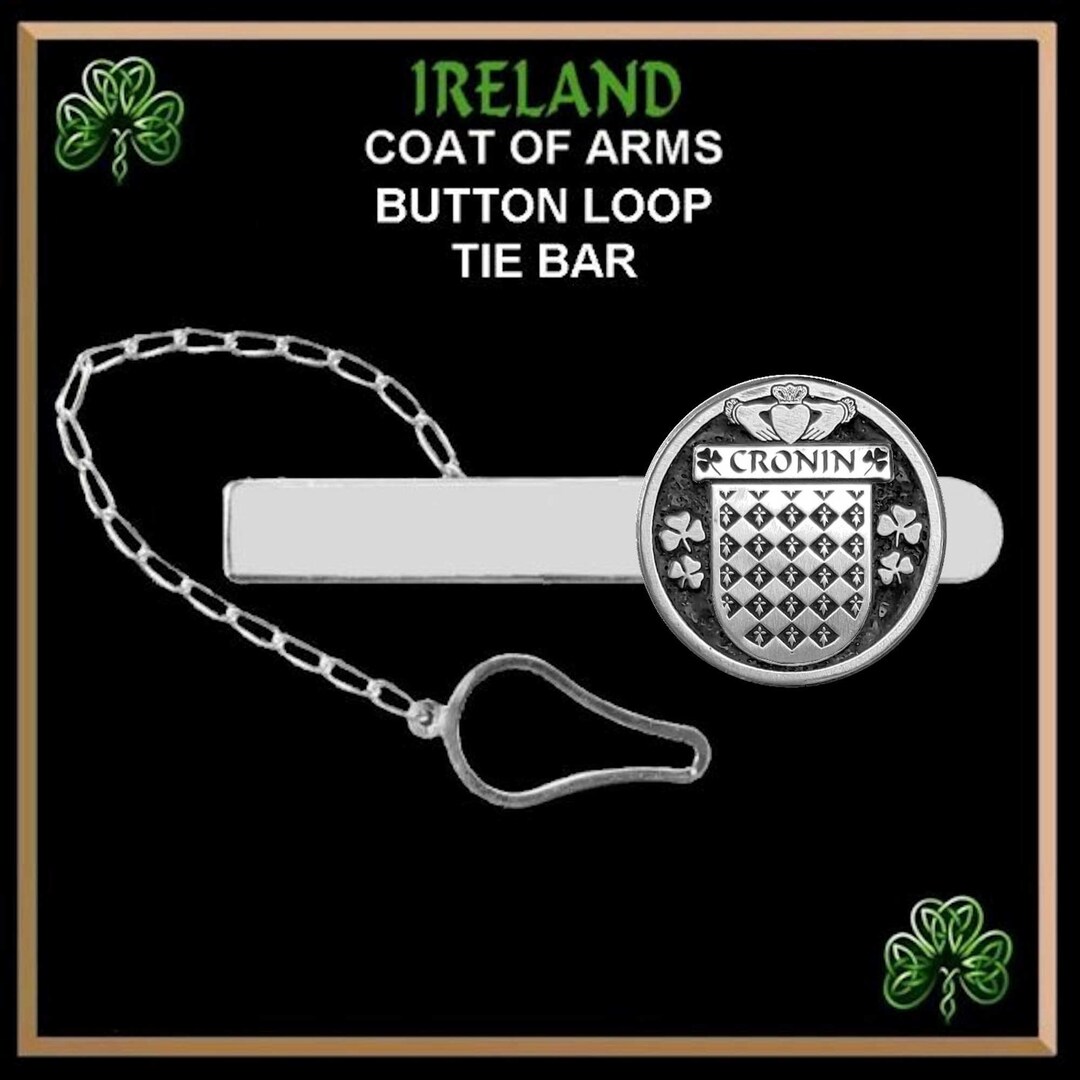 Cronin Irish Coat of Arms Disk Loop Tie Bar ~ Sterling Silver - Etsy