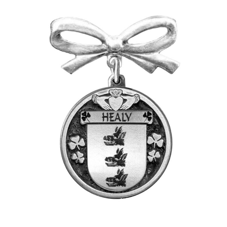 Healy Irish Coat of Arms Disk Bow Brooch - Etsy