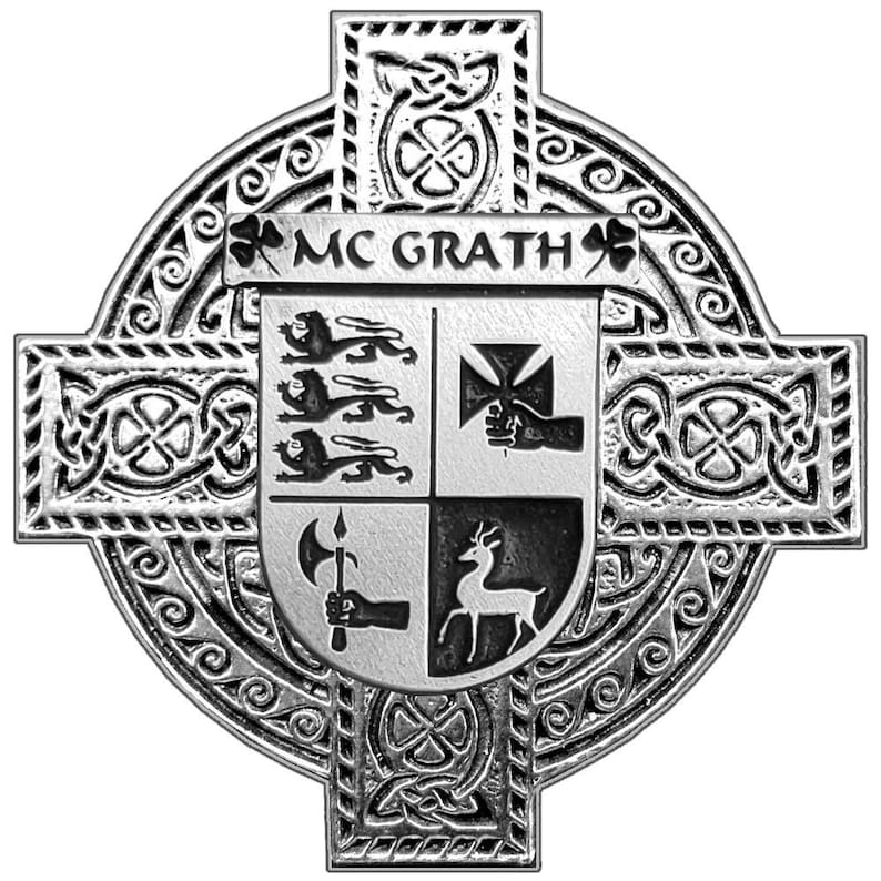 Mcgrath Irish Coat of Arms Celtic Cross Badge - Etsy