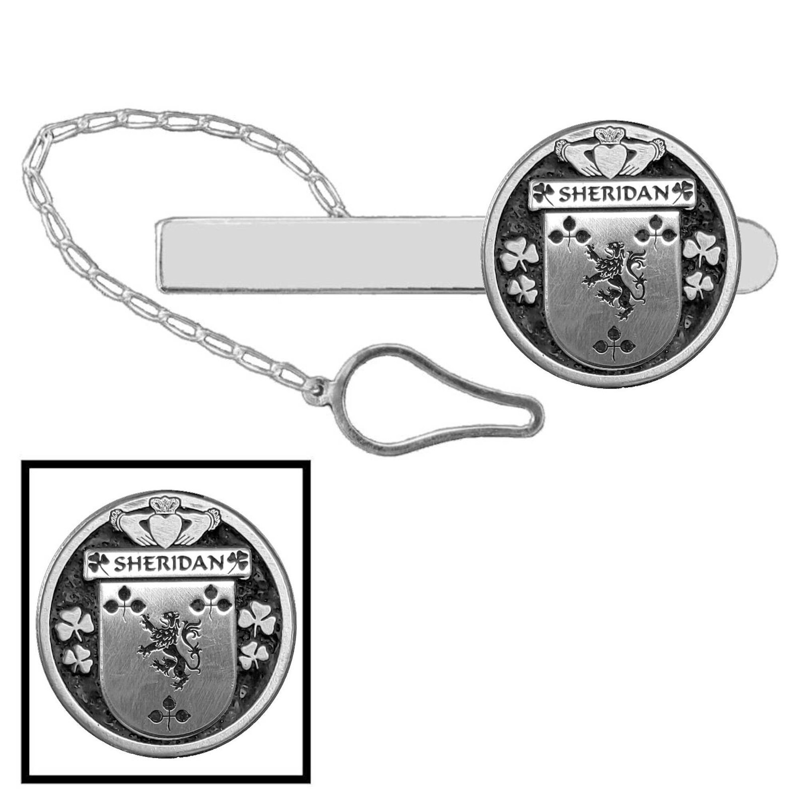 Sheridan Irish Coat of Arms Disk Loop Tie Bar ~ Sterling Silver - Etsy